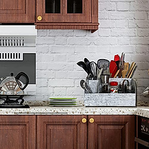 KOTINARA Farmhouse Bathroom Caddy Organizer - White Galvanized Shower Caddy with 6 Compartments - Wall Mount/Countertop Rustic Organizer for Farmhouse Bathroom and Kitchen