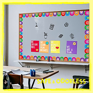 60 Feet Bulletin Board Borders, Colorful Rainbow Die-Cut Rolled Border Trim Decoration Borders for School, Classroom, Offices Walls, Desks, Windows, Doors, Lockers