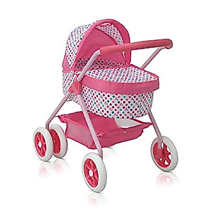 Kookamunga Kids Unicorn Reversible Doll Pram with Diaper Bag. for Kids Aged 3+ Fits Dolls up to 18". Doll not Included.