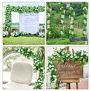 ASHINER 5 Pack 37.5 FT Artificial White Flower Garlands Fake Rose Vines Fall Decor Faux Floral Wall Hanging Plants for Wedding Arch Garden Home Party