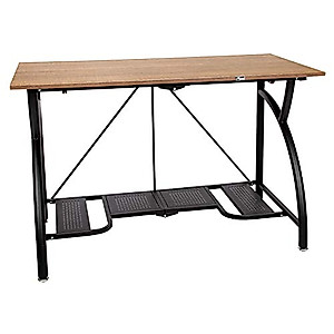 Origami Folding Computer Desk for Office Study Students Bedroom Home Gaming and Craft - Space Saving Foldable Desk Table, Fits Dual Monitors and Laptop, Collapsible, No Assembly Required (Wood, Large)
