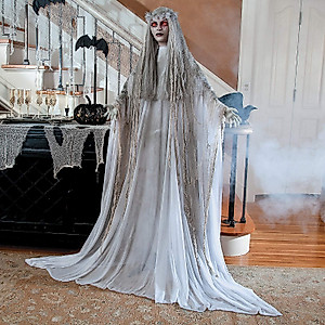 Fun Express Indoor and Outdoor Halloween Decorations - Ransform Your Home Intohaunted House with Our Lifesize Ghost Girl Bride Scary Halloween Decorations, Instill Fear with The Flashing Red Eyes