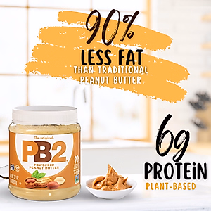 PB2 Original Powdered Peanut Butter - 6g of Protein, 90% Less Fat, Certified Gluten Free, Only 60 Calories per Serving, Perfect for Protein Shakes, Smoothies, and Low-Carb, Keto Diets