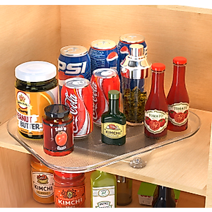 2PCS Kitchen Cabinet Organizer, Non-Skid 360 Rotating Lazy Susan, Pantry Organizers and Storage, Turntable for Refrigerator Organizing, Fridge Swivel Tray (10.2 X 13.8 inches),2pcs