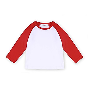 CREATOR Toddler Baby Girls Boys Long Sleeve Shirts Raglan Shirt Baseball Tee Cotton T-Shirts Red