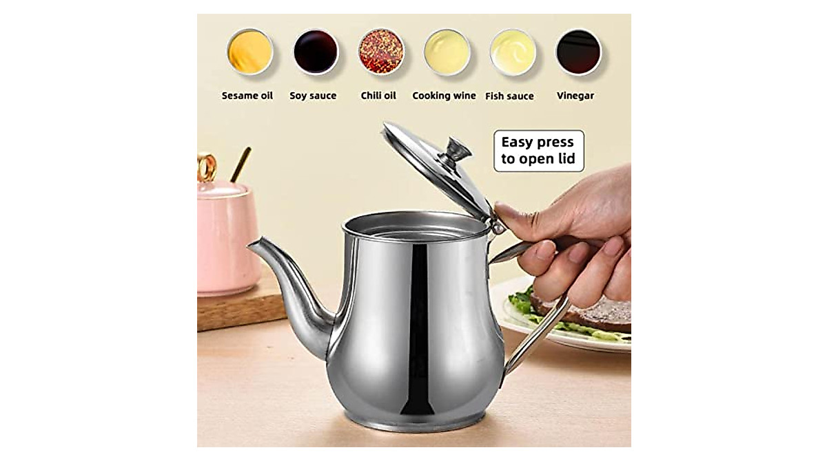 Premium Stainless Steel Oiler with Strainer - 24 oz