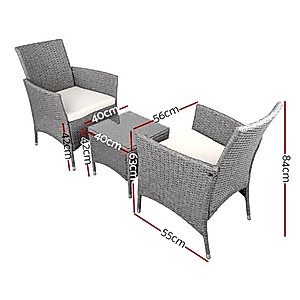 Gardeon Patio Porch Furniture Sets 3 Pieces PE Rattan Wicker Chairs with Table Outdoor Garden Furniture Sets