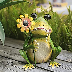 chisheen Garden Frog Statue Outdoor Decor Metal Frog Yard Art Sculpture