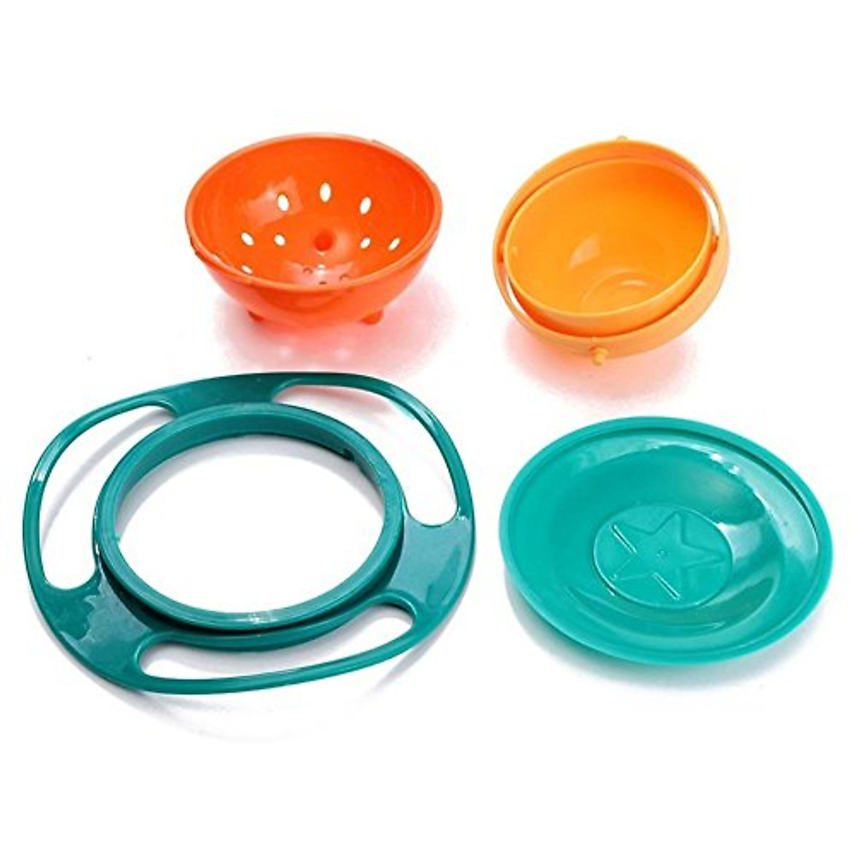 Song Qing Magic Gyro Bowl 360 Degree Rotate Spill-Proof Bowls with Lid Plastic Creative Dishes Practice Feeding Bowls