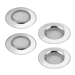 Juvielich Stainless Steel Sink Strainer-2.56" Diameter Rim Mesh Strainer Perfect for Kitchen Sink/Bathroom Bathtub Wash Basin Floor Drain Balcony Drain Hole Hair Catcher 4Pcs