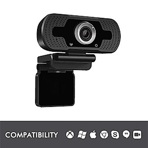 AAKULU Webcam with Microphone,1080p HD Webcam Streaming Computer Web Camera USB Cable for PC Laptop Desktop Video Calling,Conferencing on line Classes Black
