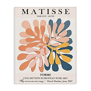 Stupell Industries Classical Matisse Painting Cut Out Forms Traditional Abstract, Designed by ROS Ruseva Canvas Wall Art, 24x30, Orange