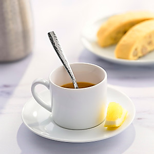 Hudson Essentials Hammered Demitasse Espresso Spoons, 4.6-inch Mini Coffee Spoons, 18/10 Stainless Steel Small Spoons for Dessert, Coffee, Tea, Set of 6