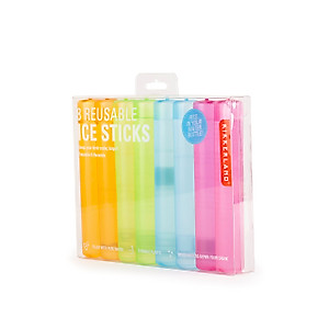 Kikkerland Colorful Reusable Plastic Ice Cubes, Washable Freezable Plastic Ice Cubes Sticks, Set of 8, Suitable for Drinks, Water Bottle, Whiskey & Wine