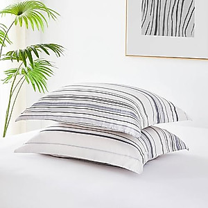 Southshore Fine Living, Inc. 3-Piece King Size Comforter Set, Down Alternative Grey Striped Comforter with Matching Shams, Coverlet Bedspread for California/King Bed, Coastal Stripes Grey