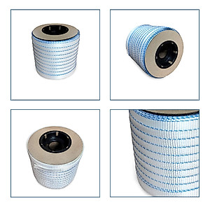 IDL Packaging 3/4" x 250' Mule Tape, 2400 lbs Break Strength, White - UV-, Moisture- & Abrasion Resistant Pull Tape - Heavy Duty Unmarked Woven Polyester Flat Rope for Pulling Wires, Camping, Home Use