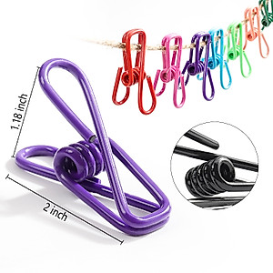 30 Pcs Chip Clips, Multi-Colored PVC Coated High Elastic Strength Clips for Food Package, Clothes Pins and Bag Clip,2 Inch