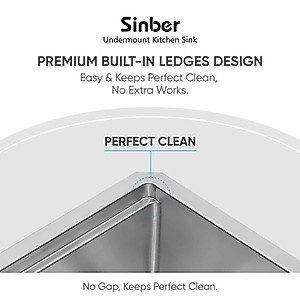 Sinber 32" x 19" x 10" Undermount Single Bowl Workstation Kitchen Sink with 16 Gauge 304 Stainless Steel Satin Finish 6 Accessories KSS0001S-OK