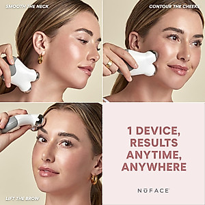 NuFACE MINI Classic Microcurrent Facial Device Kit - Face Sculpting Tool & Neck Tightening Device to Contour, Lift, Smooth & Tone + Activating Aqua Conductive Gel for Microcurrent Treatment