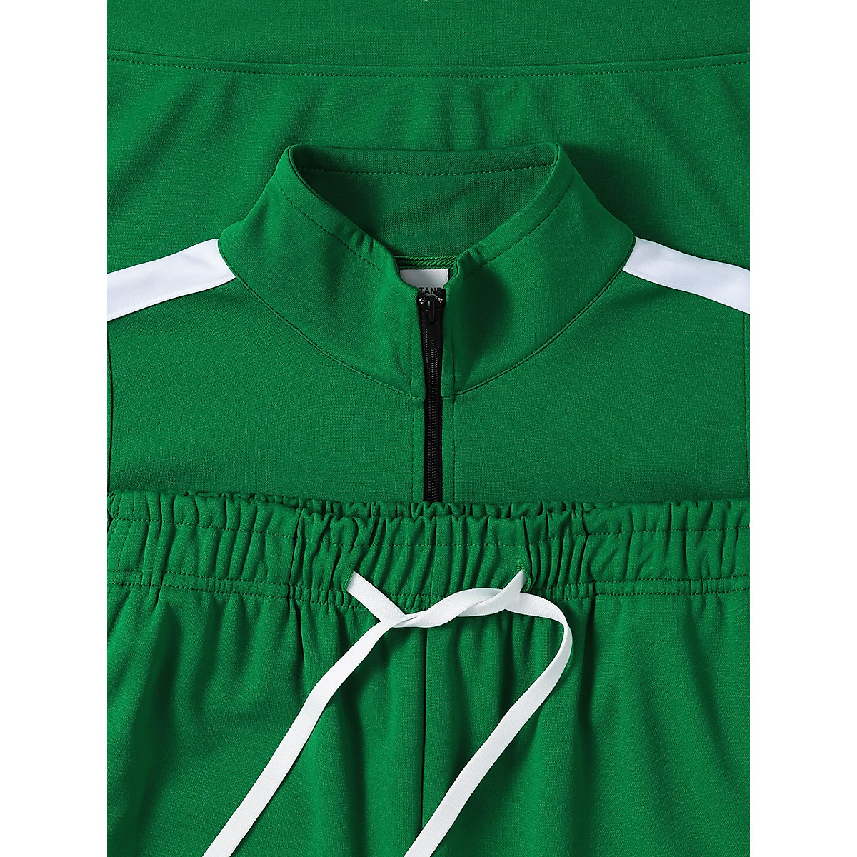 Hat and Beyond Mens Comfort Athletic USA Made Striped Athletic Casual Running Workout Sweat Suit Combo Oversized Tracksuit (Small, Kelly Green/White Set)