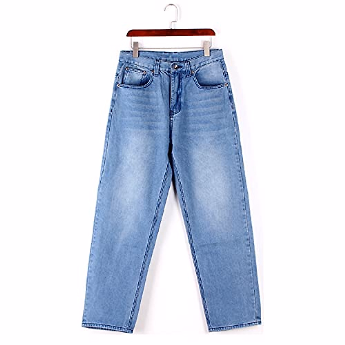 EnllerviiD Men's Relaxed Fit Classic Jeans - Loose Fashion Baggy Comfort Plain Hip Hop Denim Pants 022-30