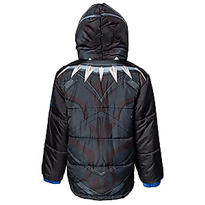 Marvel Avengers Black Panther Big Boys Zip Up Puffer Jacket Gray 14-16