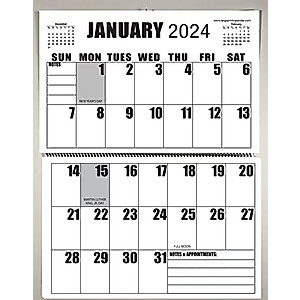 Jumbo Large Print 2023 Wall Calendar | 13-months | 17" x 22" hanging on wall | 17" x 11" closed