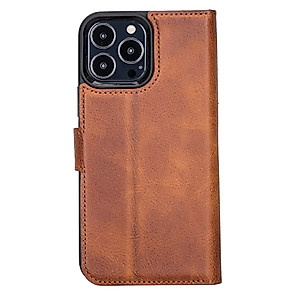 Venito Ravenna Slim Magic Leather Wallet Case for iPhone 13 Pro Max (6.7 in) with a Magnetic Flip & Four Card Slots and a Bill Pocket & Lightweight Frame - Antique Brown