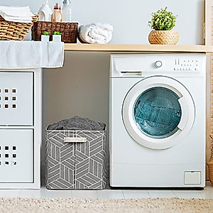 4 Pcs 22L Storage Basket Foldable Cube Fabric Bins Square Shelf Box Collapsible Receive Organizer Rectangle Canvas with Handles for Shelves Bathroom Nursery Home Office Kids Toys 11x11x11 inch Grey