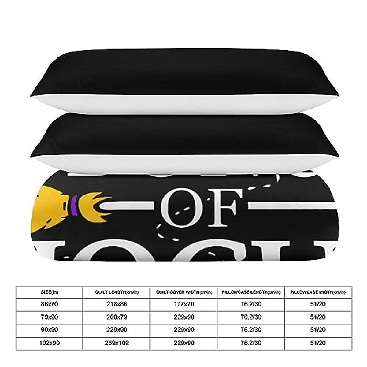 ggtg Hocus Pocus 3-Piece Bedding Set Soft Microfiber Sheet & Pillowcase Sets Full Size Sheet Set 90"x90"