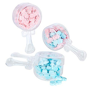 Hammont Baby Rattle Shaped Acrylic Candy Boxes - 12 Pack - 4.01"x1.88"x1.07" - Perfect for Weddings, Birthdays, Party Favors and Gifts | Designer Cute Clear Lucite Plastic Treat Containers