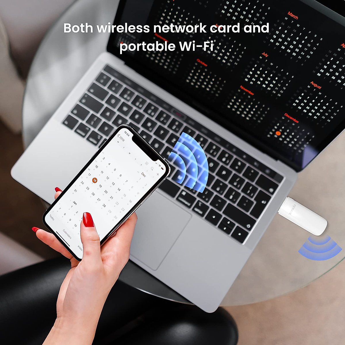 Tenda U18 USB WiFi Adapter, AX1800 WiFi 6 Adapter for PC, 802.11ax USB Wireless Adapter for Desktop Computer, Dual Band WiFi Dongle USB Computer Network Adapters with MU-MIMO, Windows 10/11 Only