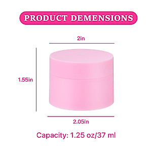 Plastic Containers Akamino White Plastic Lotion Jar with Inner Liners and Dome Lids for Make-up Cosmetic, Creams, Lotions, Refillable Travel Airtight Container Storage (1.25 Oz, 37 ML, 12 PCS, Pink)