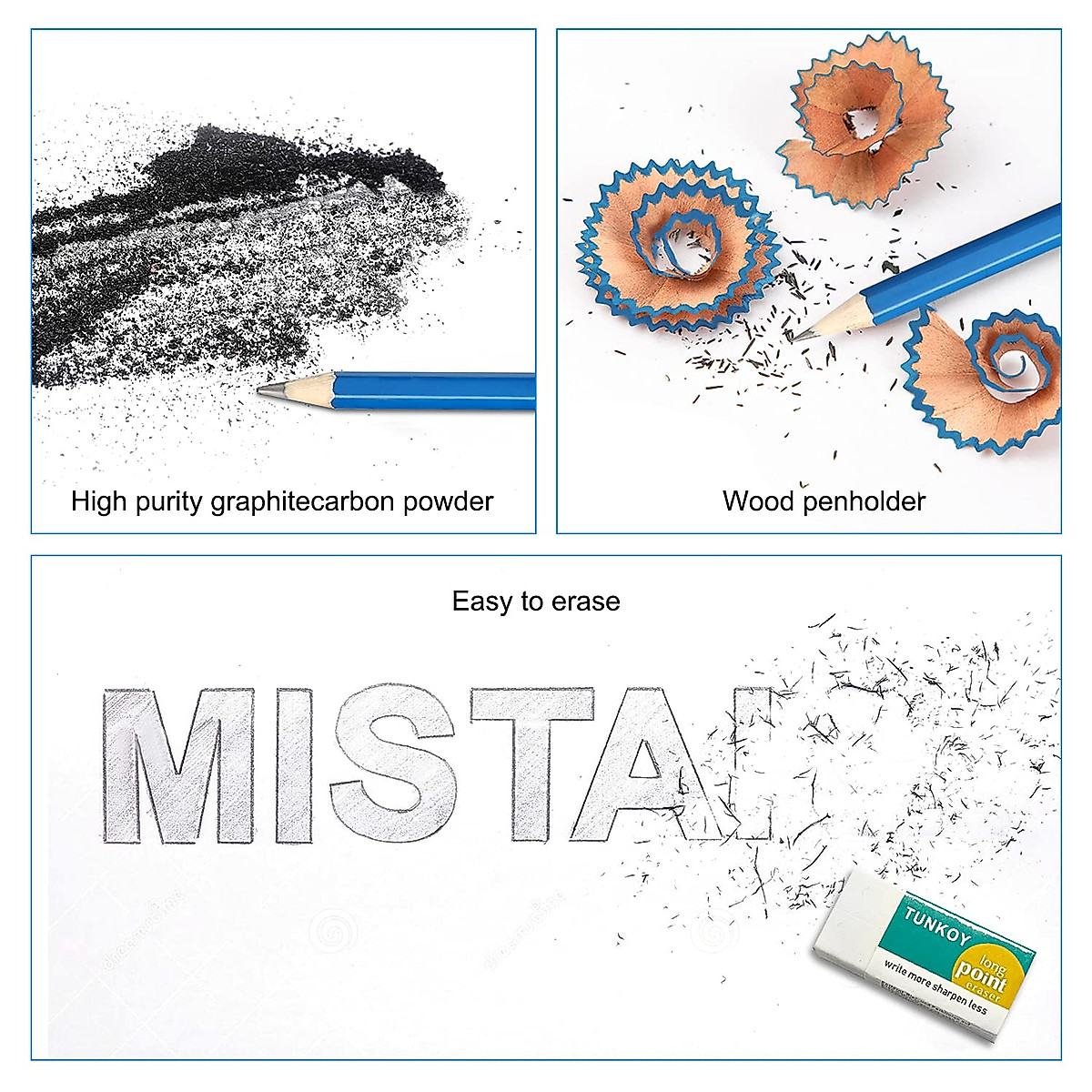 Profession sketch pencils 6B to 4H for kids and aldult drawing,Art graphite pencil for artists beginner sketching.