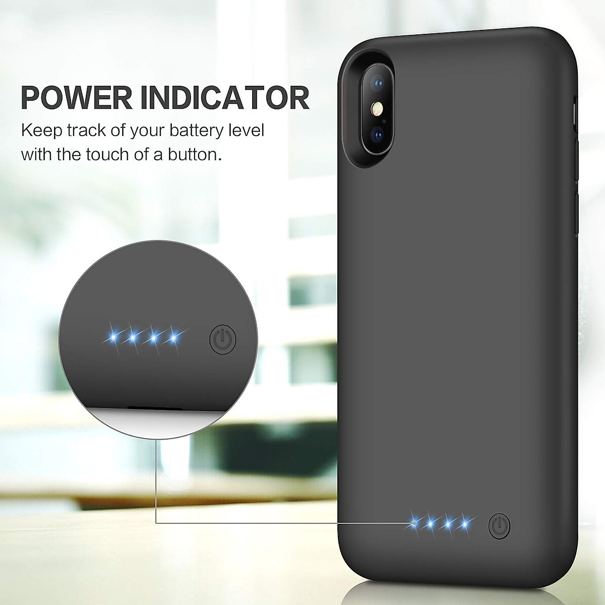 Feob Battery Case for iPhone Xs max, Upgraded 7800mAh Portable Charging Case Extended Battery Pack for iPhone Xs Max [6.5 inch] Protective Charger Case - Black