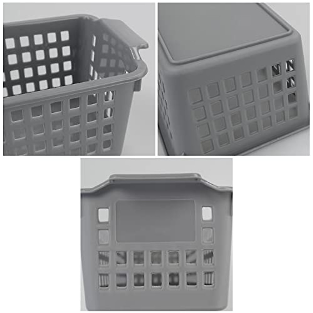 Yarebest Plastic Storage Bins, Small Basket, 6 Pack Grey Baskets