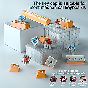 AULA PBT Keycaps, 10 Keys Dye-Sub Custom Keycaps Set for Cherry Gateron MX Switches Mechanical Keyboards, Fashion Cute Keyboard Keycaps (Orange)