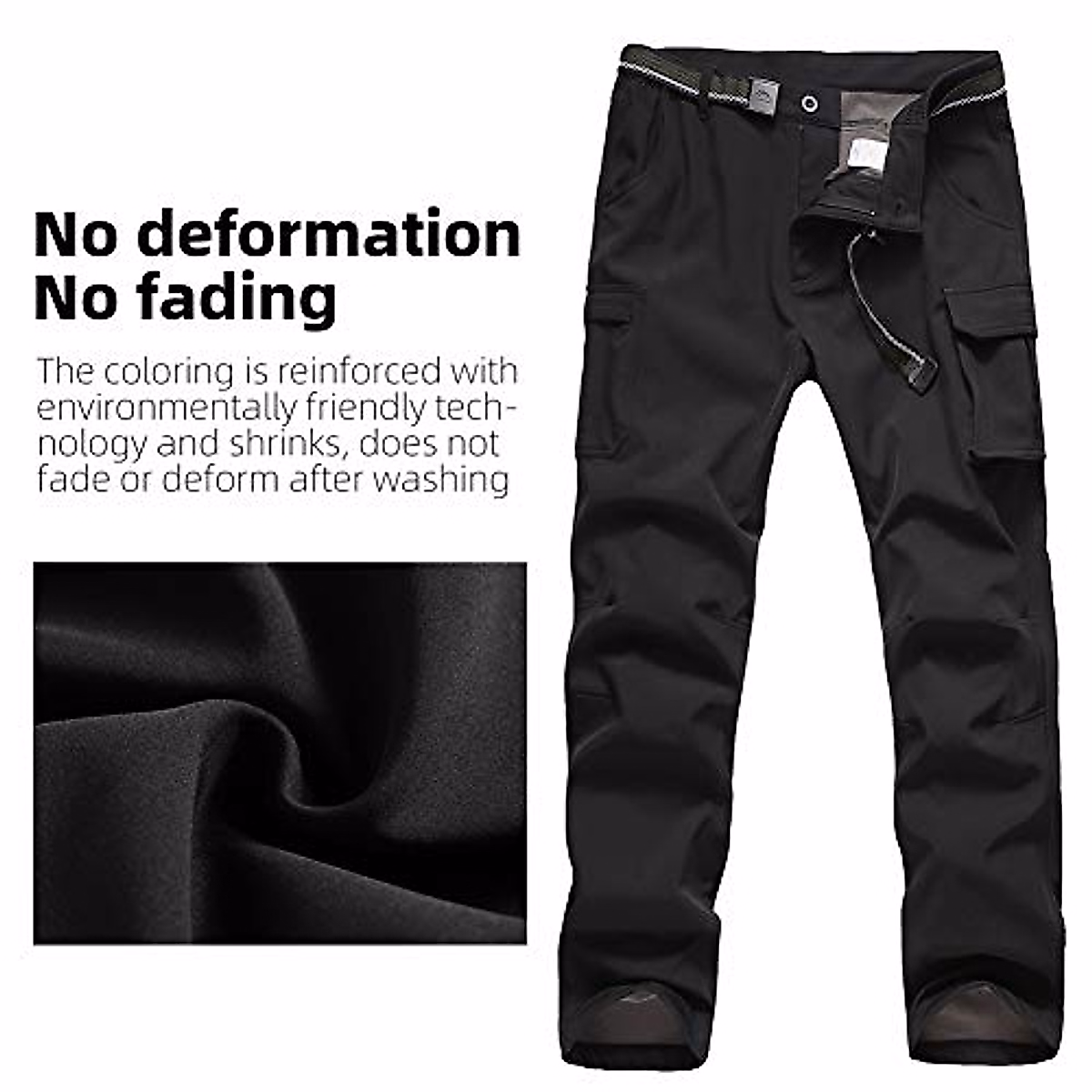 JOMLUN Boy's Fleece Lined Hiking Pants Waterproof Windproof Warm Soft Shell Outdoor Cargo Pants Snow Ski Walking Trousers
