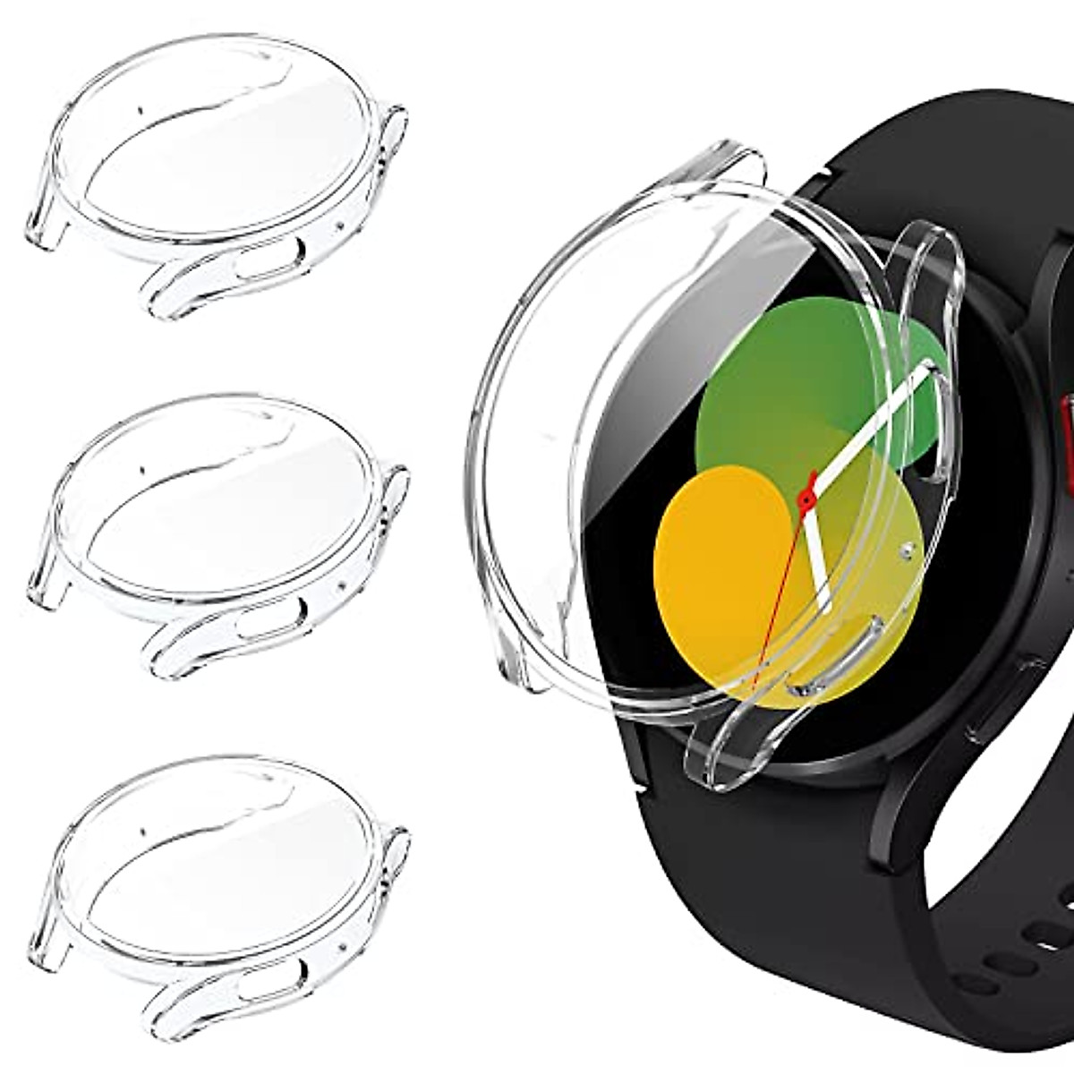 3 Pack Galaxy Watch 5/Galaxy Watch 4 Screen Protector 40mm, QIBOX Soft TPU Protective Case Accessories Compatible with Samsung Galaxy Watch 5 & Watch4, 40mm [Ultra-Thin] [All-Around]