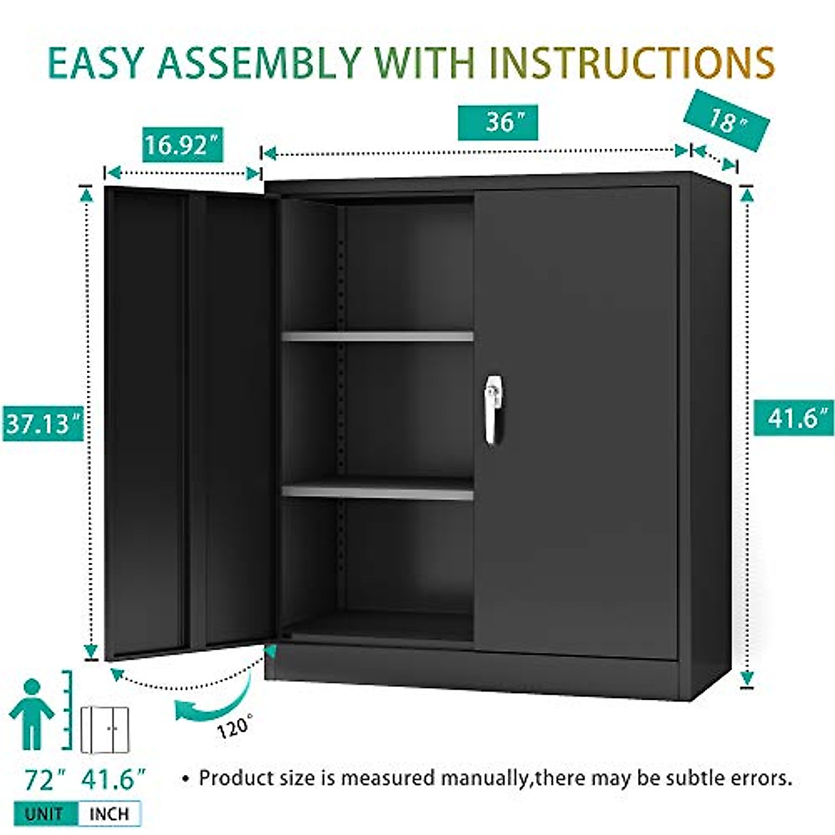 No Brands GangMei Storage Cabinet with 2 Adjustable Shelves and Lockable Doors,Industrial and Office Usage.Machine Cabinet. Metal Storage Cabinet,Assembly Required
