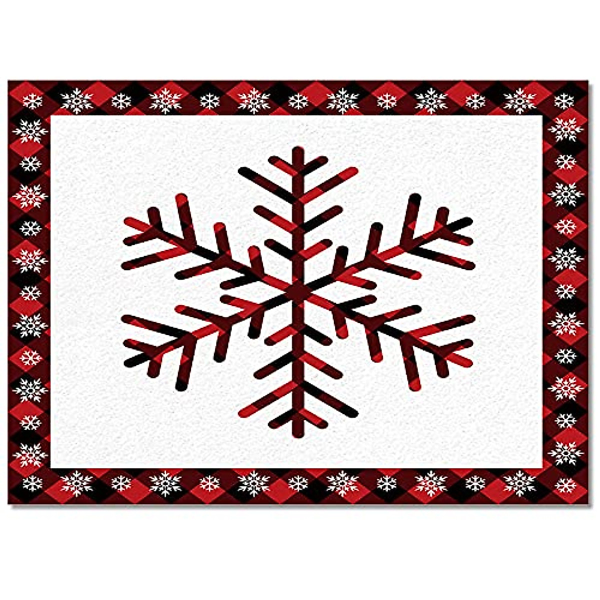 Area Rug Absorbent Non-Slip Rectangle Rug Christmas Red Lattice Snowflake White Rugs for Living Room Bedroom Kitchen Entryway, Soft Floor Mat Indoor Carpet Accent Rugs 2x3 Feet