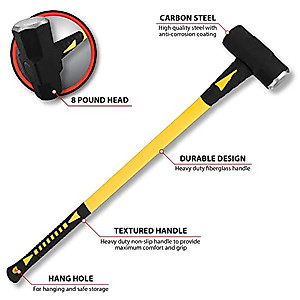 Performance Tool M7103 8-Pound Sledge Hammer With Fiberglass Handle