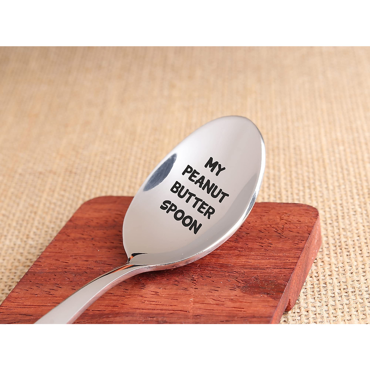 RoThings My Peanut Butter Engraved Spoon Gift | For Lovers Birthday Anniversary Christmas Stocking Stuffer 7 Inches Stainless Steel Unique Gift, Silver