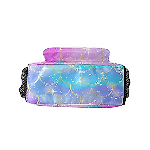 Gymnastic Mermaid Scale Fantasy Personalized School Backpack Bags Kids Backpack for Teen Boys Girls Travel Backpack