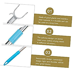 Outanaya Stitching Clothes Rail Retractable Clothes Line Outdoors Home Goods Adjustable Clothes Rack Clothes Drying Rod Clothes Hook Pole Reach Garment Sticks Clothes Drying Supplies Major