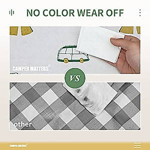 Picnic Table Cover and Bench Covers, Fitted Tablecloth Cover with Elastic Edge, Water and Oil Proof, for Outdoor, Garden, Camping, 72x28 Inch, 3 Pieces Set, Blue & White, Camping Cartoon