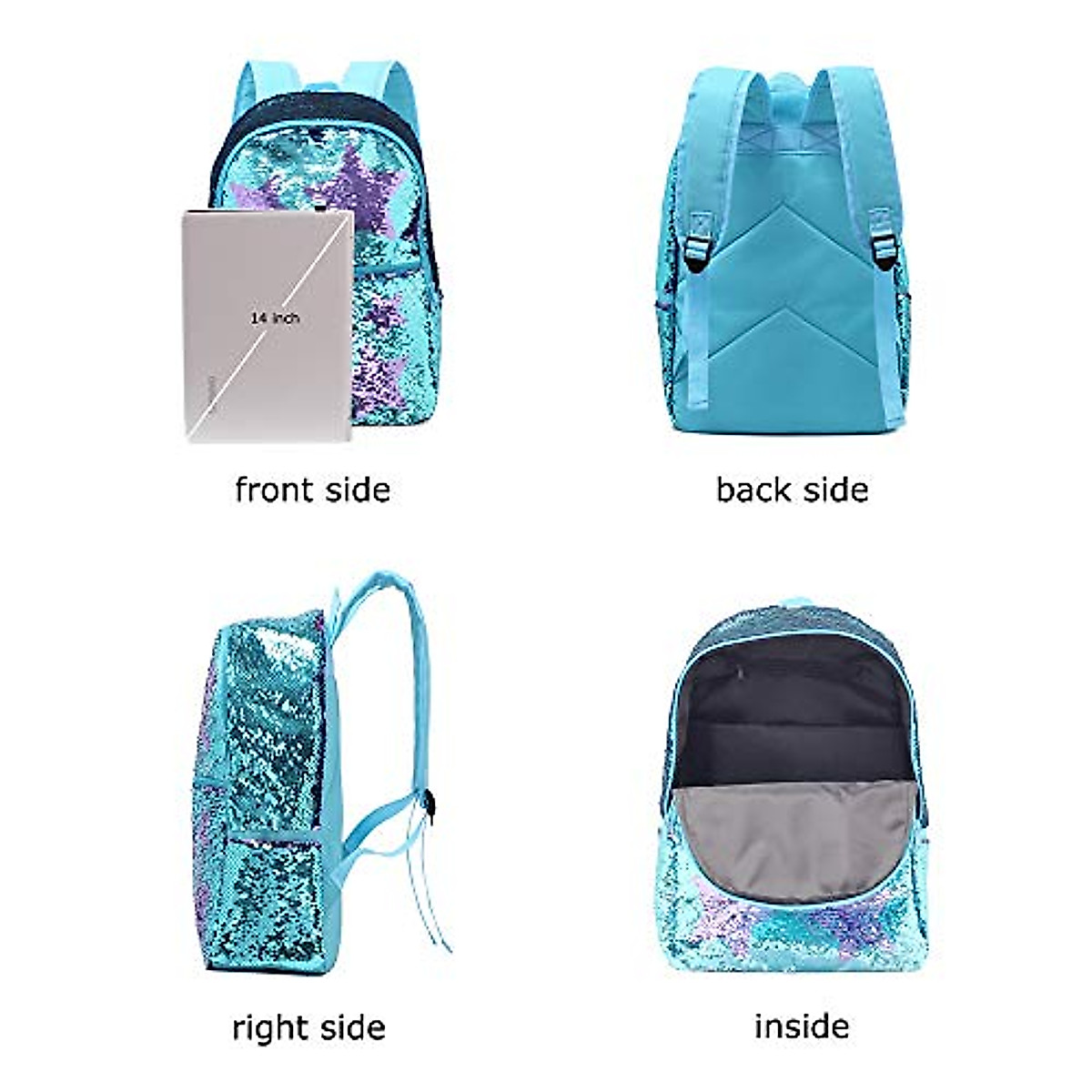 Le Vasty Sequin School Backpack for Girls Boys Kids Cute Kindergarten Elementary Book Bag Bookbag Glitter Sparkly Back Pack One_Size