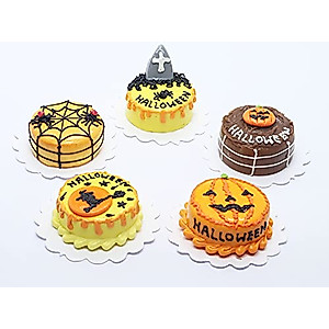 ThaiHonest Mixed 5 Assorted Halloween Cake Dollhouse Miniature Food,Tiny Food
