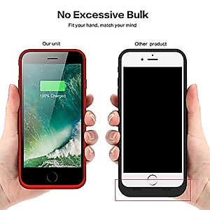 Battery Case for iPhone 8/7/6s/6/SE(2020),[6000mAh] Protective Portable Charging Case Rechargeable Charger Case Extended Battery Pack for Apple iPhone 8/7/6s/6/SE(2020) (4.7inch)-Red