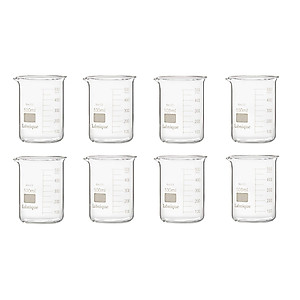 Labnique Borosilicate 3.3 Glass Griffin Beaker, Low Form with Printed Graduation, Double Boxed, 500ml (Pack of 8)